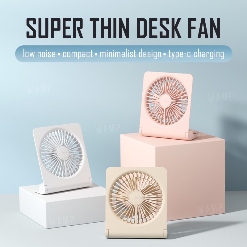 JISULIFE Portable Desk Fan Compact Slim Design USB Rechargeable Mini ...