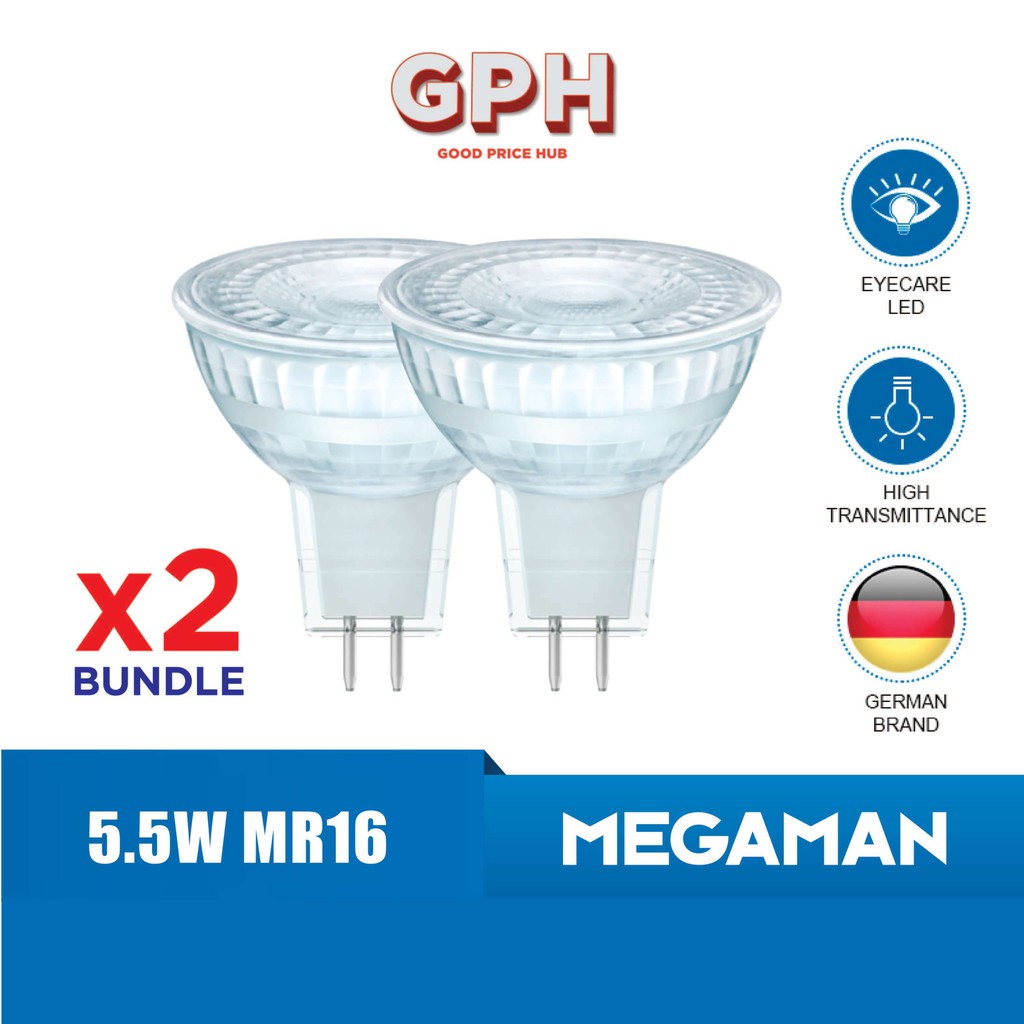 Megaman LED Spotlight Bulbs MR16 5.5W GU5.3 2800K/6500K Lights 36D ...