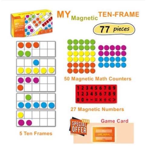 Magnetic Ten Frames Set Math Manipulative Elementary Classroom ...