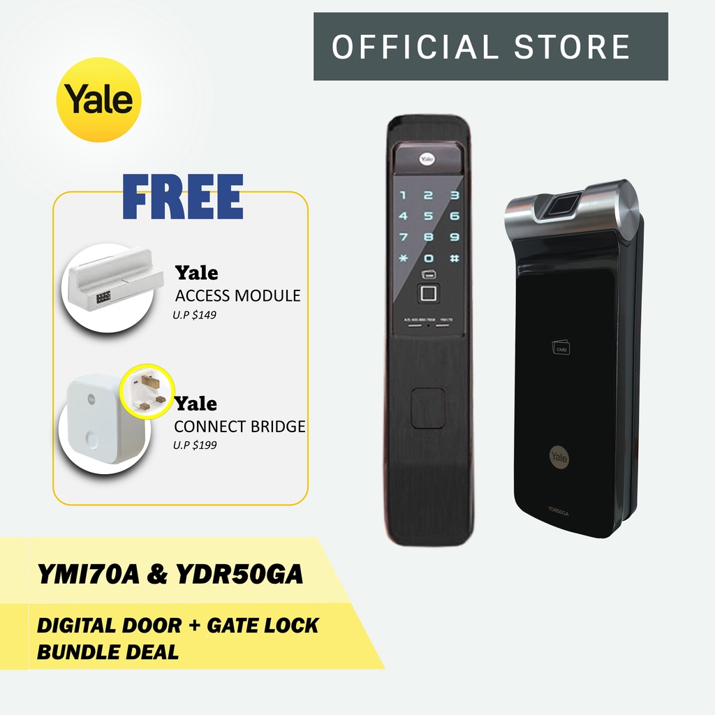 Yale YDR50GA Gate + YMI70A Black Handle Door Digital Lock Bundle (FREE ...