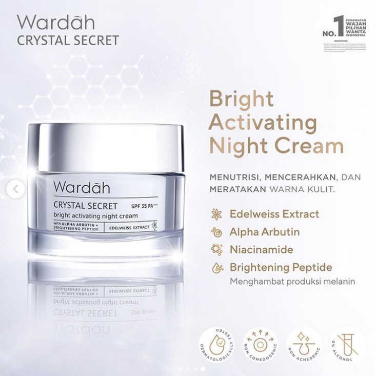 Wardah crystal secret activating night cream15ml | Shopee Singapore
