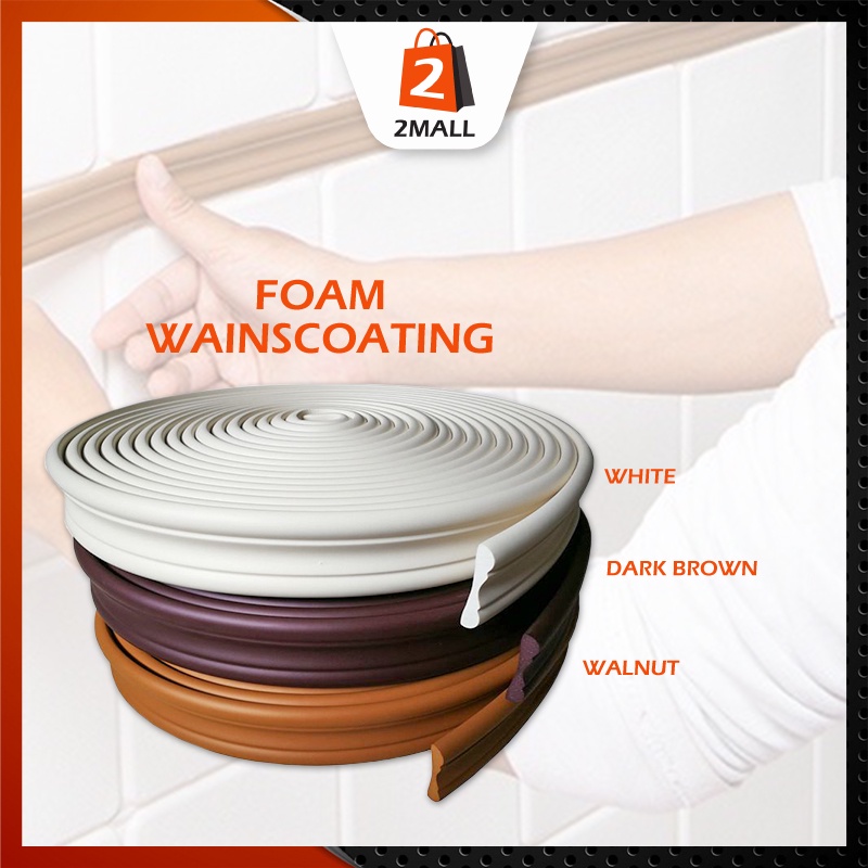 2MALL 3CMX5M FOAM TYPE Wainscoting Self Adhesive Skirting Sticker Frame ...
