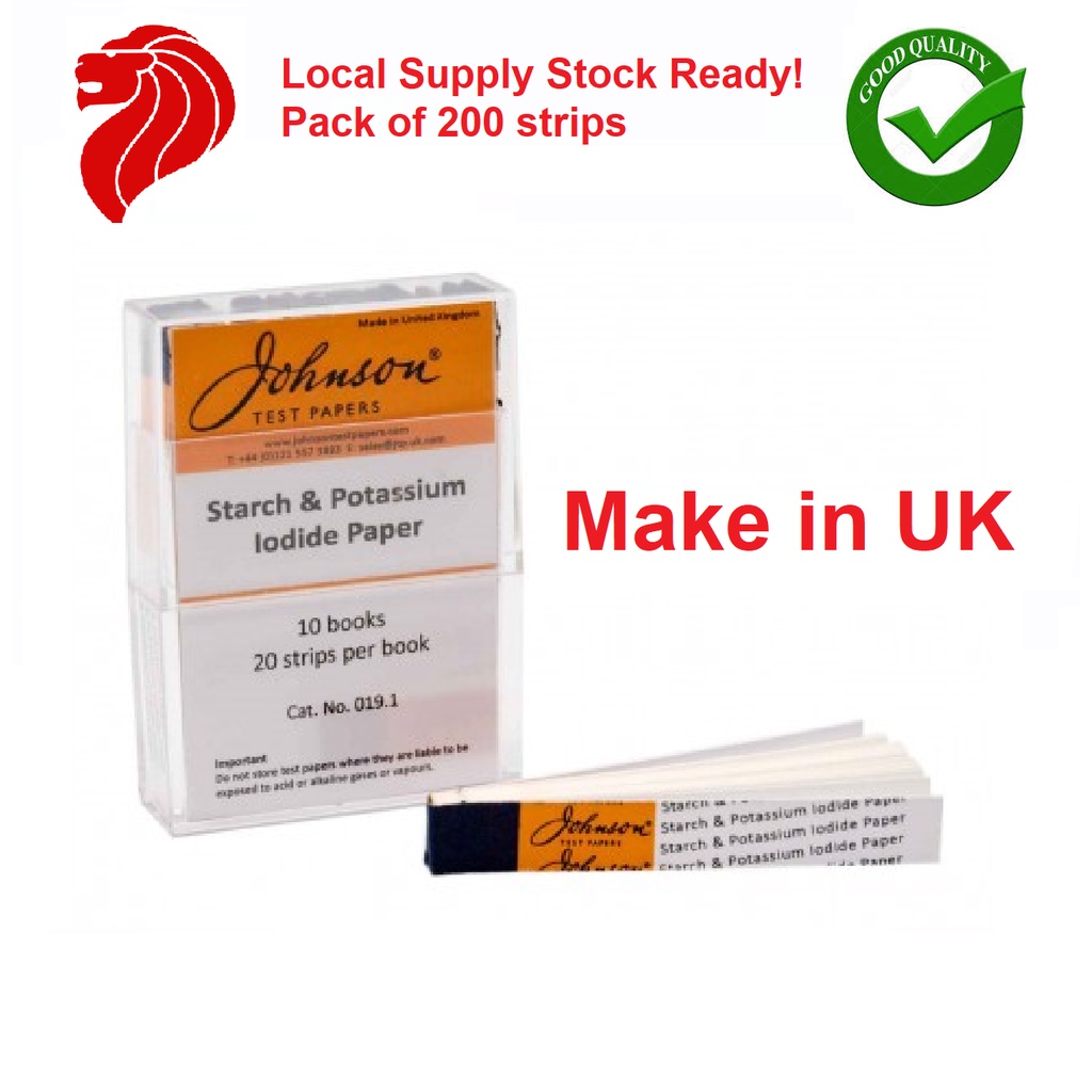 Starch & Potassium Iodine Paper Box of 200 paper strips (Made in UK ...