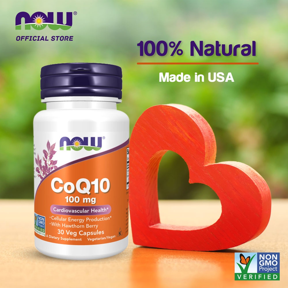 NOW Supplements, CoQ10 100 mg with Hawthorn Berry, Pharmaceutical Grade, All-Trans Form produced ...