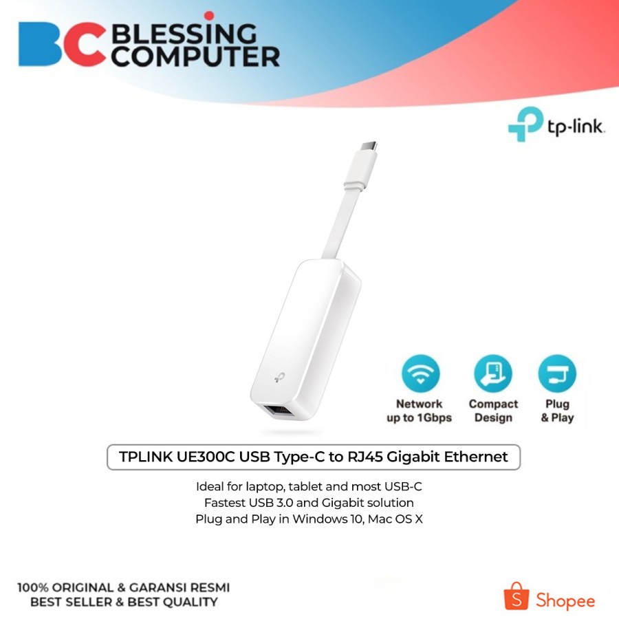 TPLINK UE300C USB Type-C to RJ45 Gigabit Ethernet Network Adapter ...