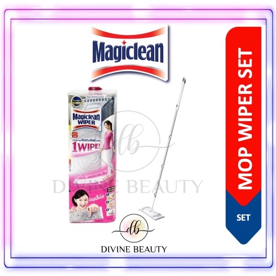 MAGICLEAN Kao Wiper Mop Stick Set Cleaning For Dry / Wet Sheets Floor ...