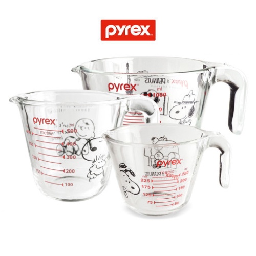 [PYREX] SNOOPY Measuring Cup 3p Set (250ml 1p, 500ml 1p, and 1L 1p) | Shopee Singapore