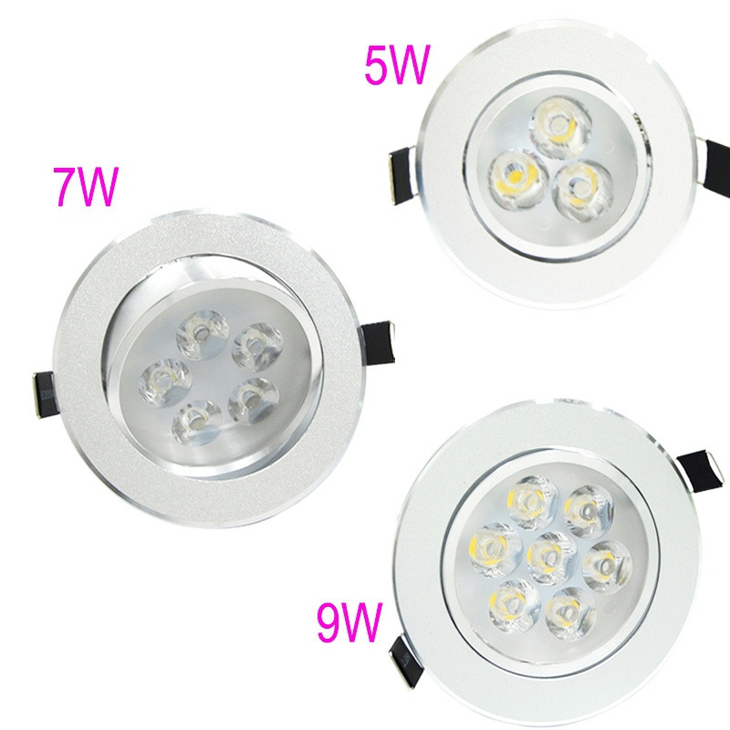 LED Ceiling Downlight 5W 7W 9W Round Recessed Lamp 200V-240V Led Bulb ...