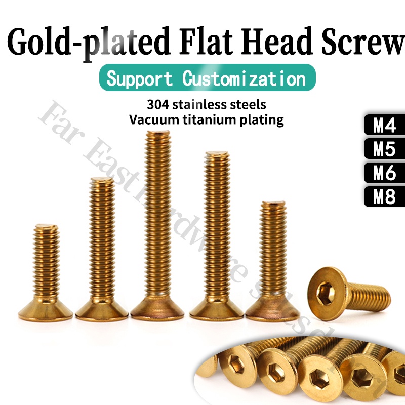 304 Stainless Steel Titanium Gold Countersunk Head Hexagon Screw ...