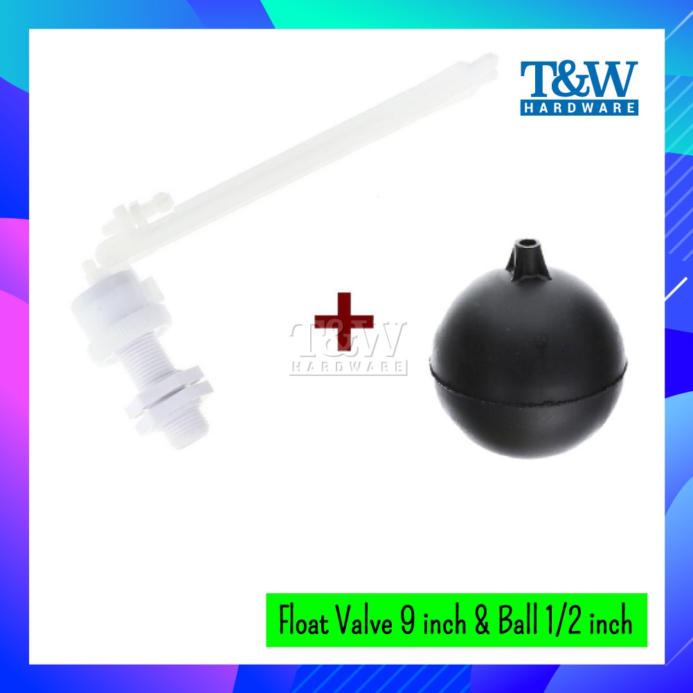 TECHPLAS Toilet PVC Float Valve 9'' & Ball 1/2'' Pelampung Bola Tangki ...