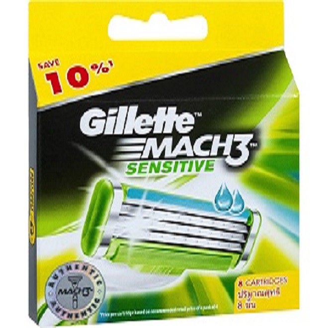 GILLETTE MACH 3 Sensitive Razor Blades -8 Cartridges | Shopee Singapore