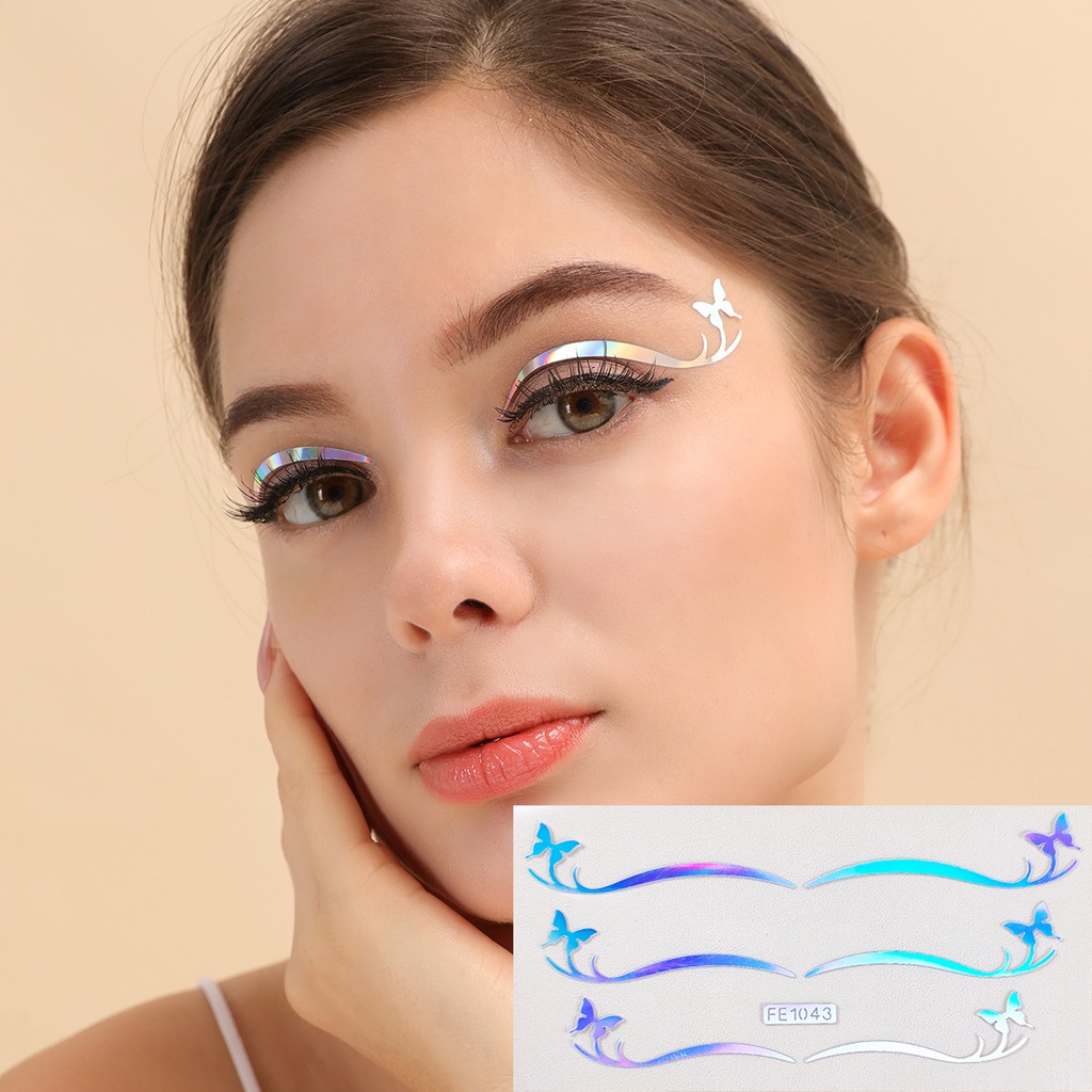 Laser Eyeliner Stickers Silver Butterfly Stars A Variety Of Double ...