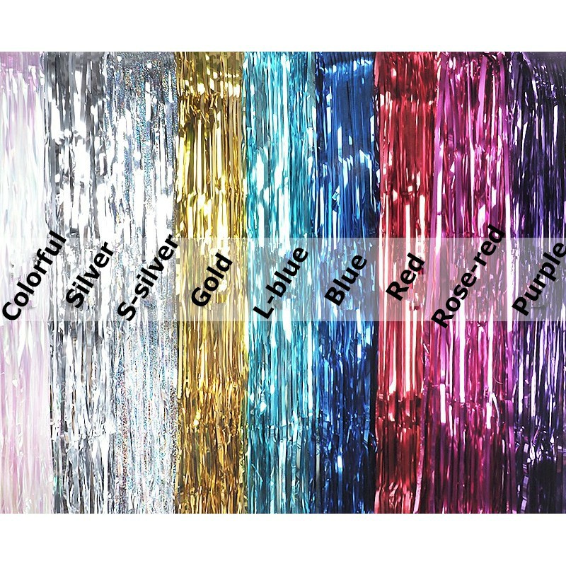 Metallic Foil Tinsel Curtain Party Background Event Decora Party Fringe ...