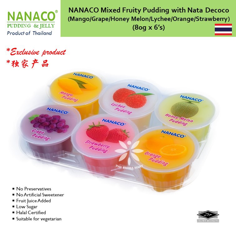 Halal NANACO Mixed Fruity Pudding with Nata Decoco (80g x 6's) | Shopee ...