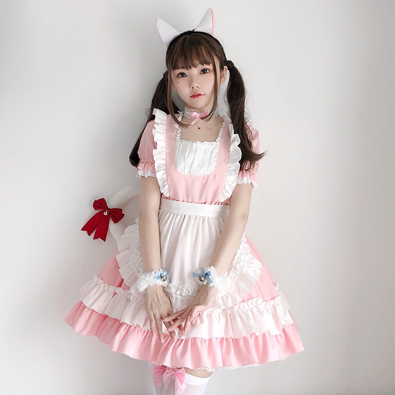 Pink Cat Maid Costume lolita Soft Girl Dress lolita Uniform cosplay ...