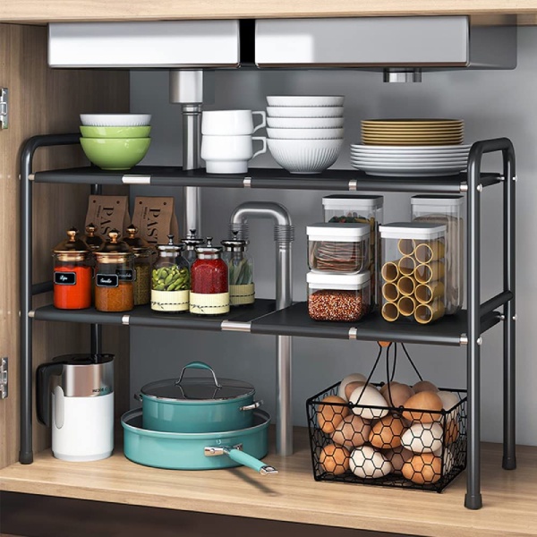 Extendable Kitchen Rack Organizer Under Sink Stainless Steel Kitchen ...