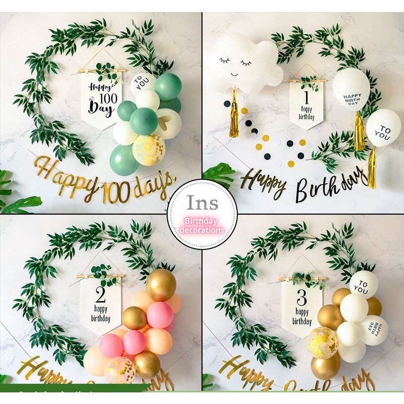 Birthday decoration set supplies Ins Nature forest Spot100 Days Old One ...