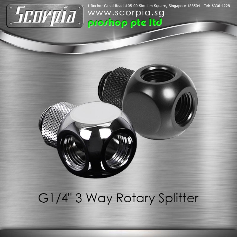 G1/4" 3 Way Rotary Splitter Fitting for Water Cooling/Watercooling ...