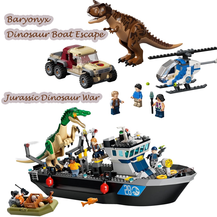 Jurassic World Carnotaurus Dinosaur Chase Baryonyx Dinosaur Boat Escape ...