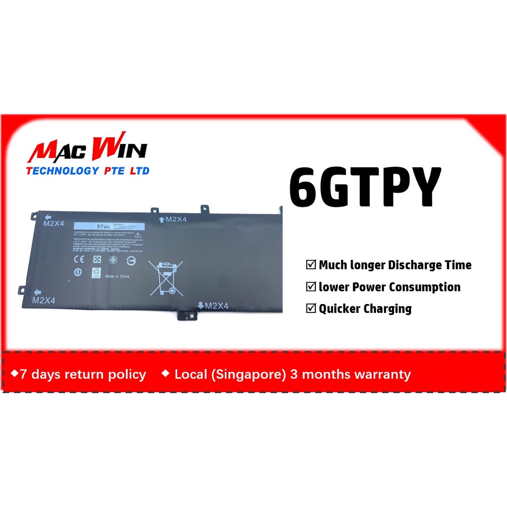 6GTPY Battery for Dell XPS 15 9570 9560 9550 7590 Precision 5530 5520 ...