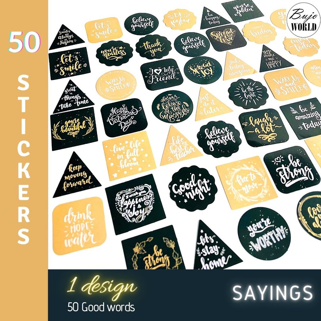 BujoWorld 50PC Stickers Pack SAYINGS - 1 Design of Good Sayings ...