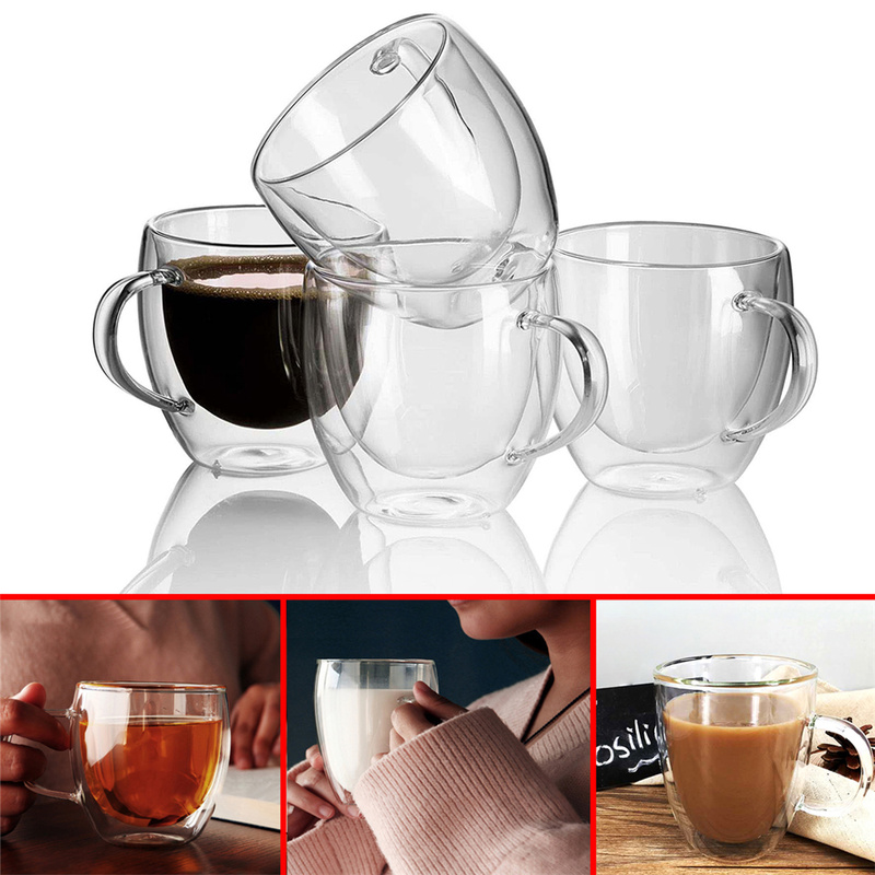 Heat Resistant Double Wall Glass Cup Beer Coffee Heart Cups Handmade ...