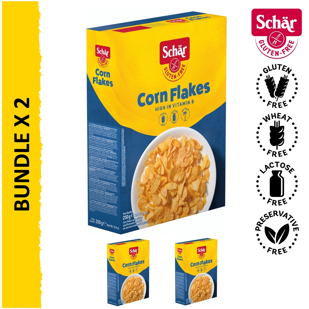 Schar Gluten Free Corn Flakes Breakfast Cereal - 250gr x 2 Bundle - by ...