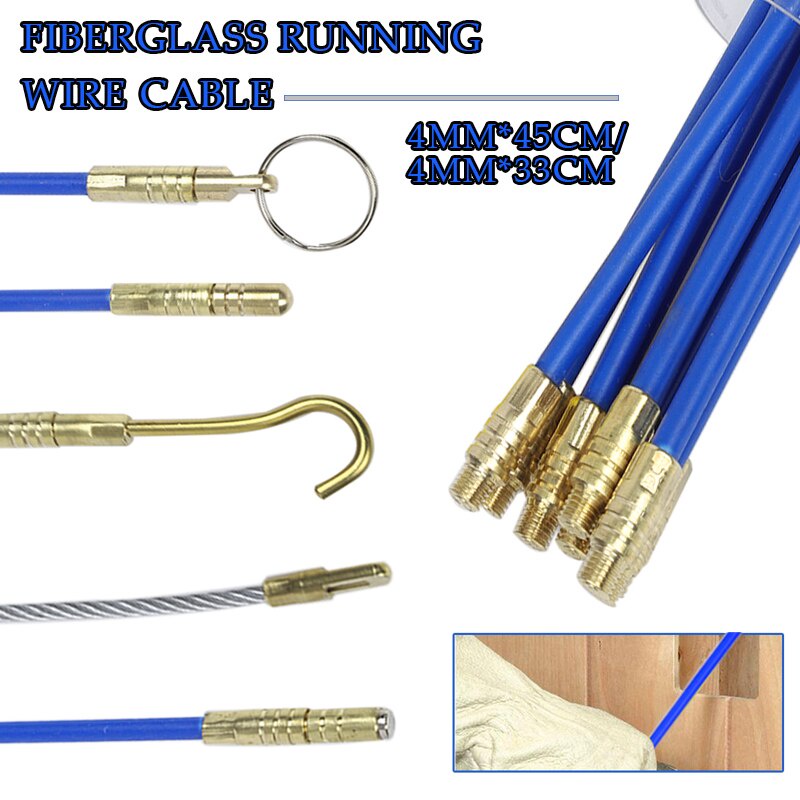 10Pcs/Set 33/45cm 4mm Blue Fiberglass Wire Cable Running Rod Fish ...