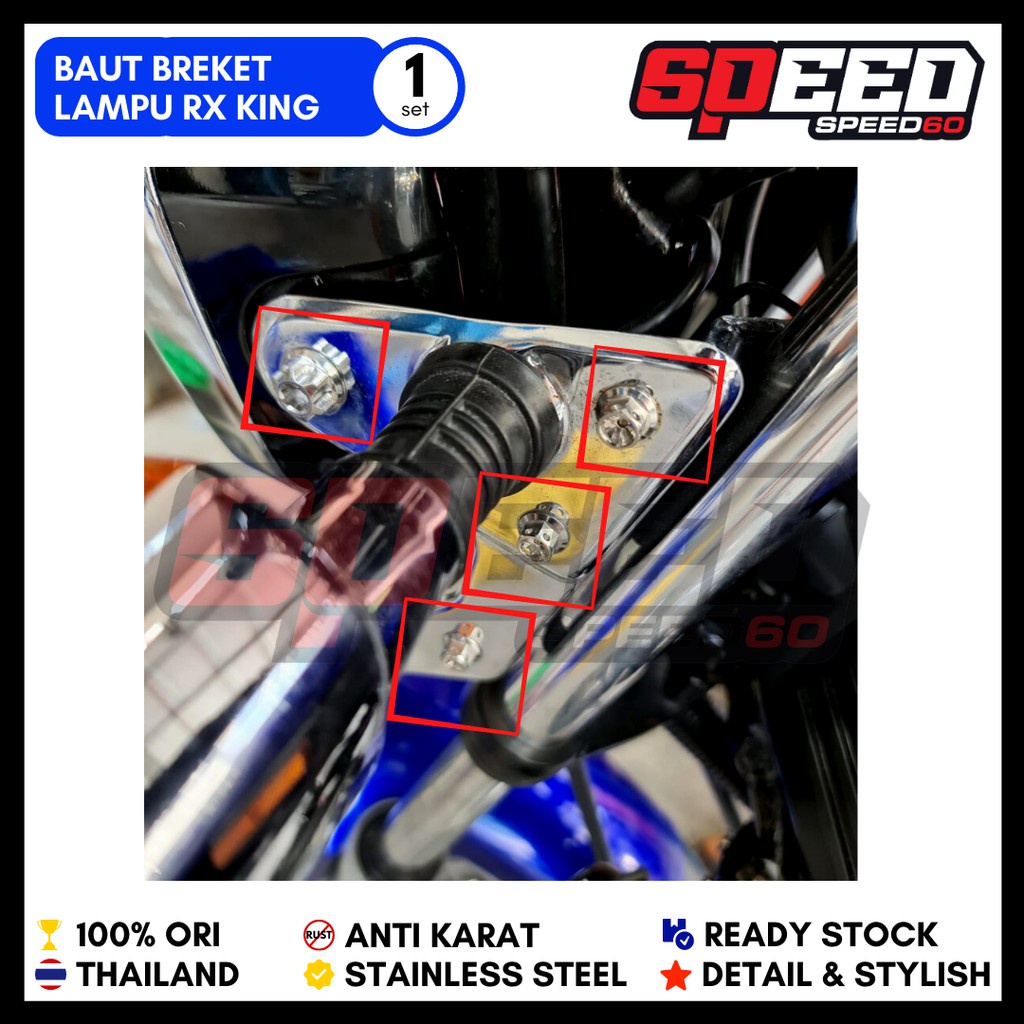 Rx King Lamp Bracket Mounting Bolts Contains 8 Thai Stainless King Nut ...