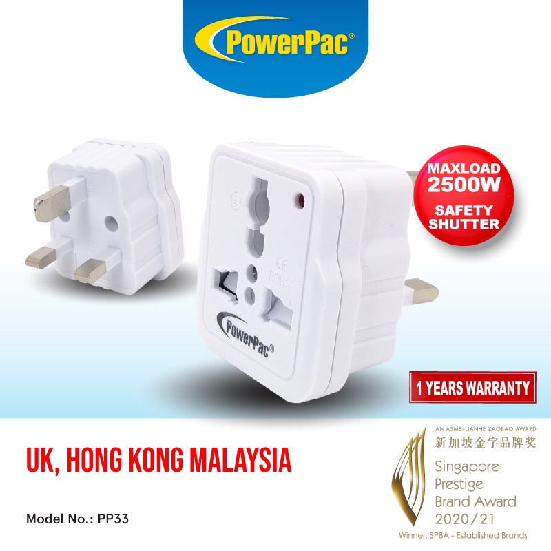 PowerPac 3 Pin Multi Adapter, Universal Travel Adapter, 2 Pin Adapter ...