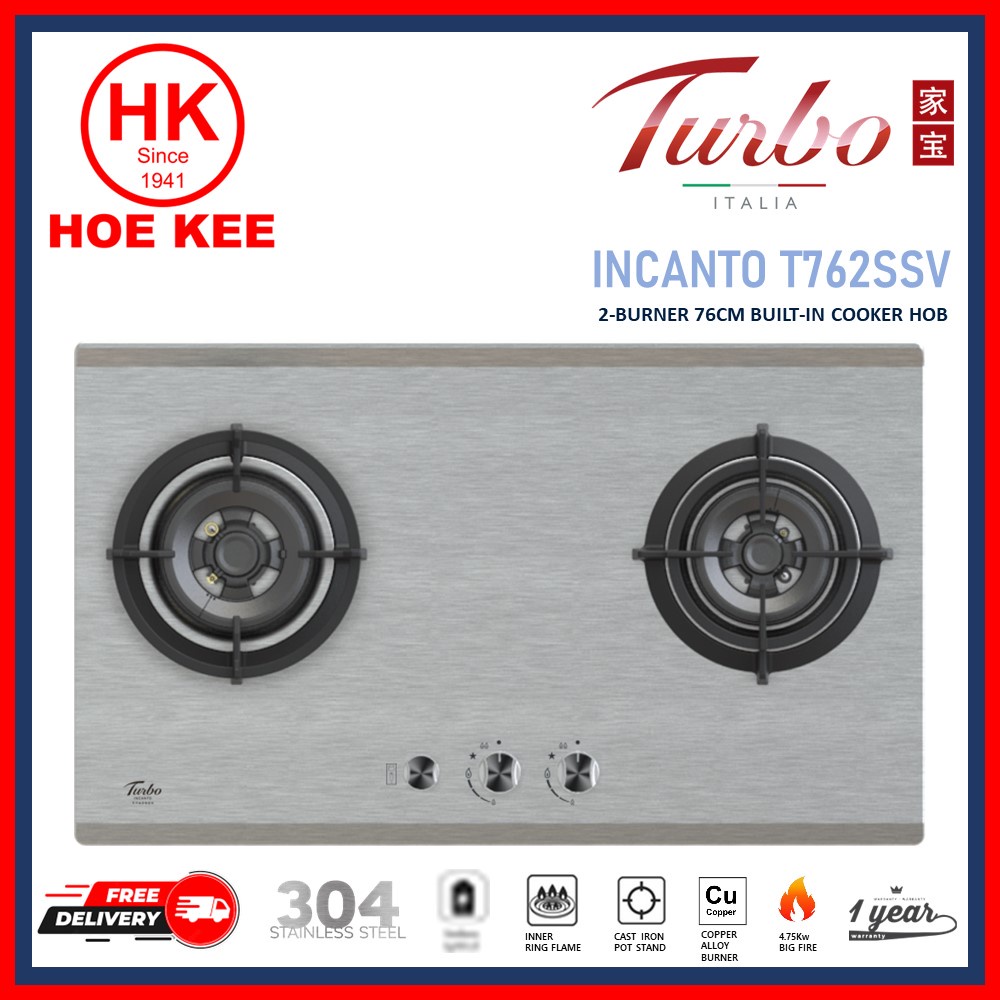 Turbo Incanto T762SSV 76cm 2 Burners Built-In Hob | Shopee Singapore