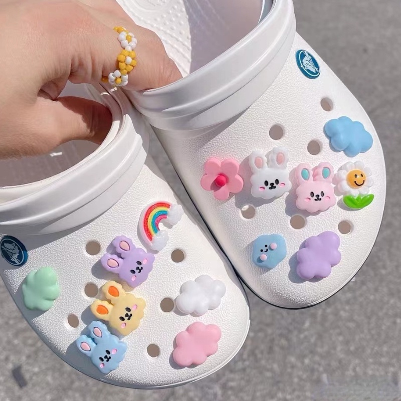 5pcs/setCrocs Vamp Decoration Rainbow Cloud Rabbit Jibbitz Charm ...