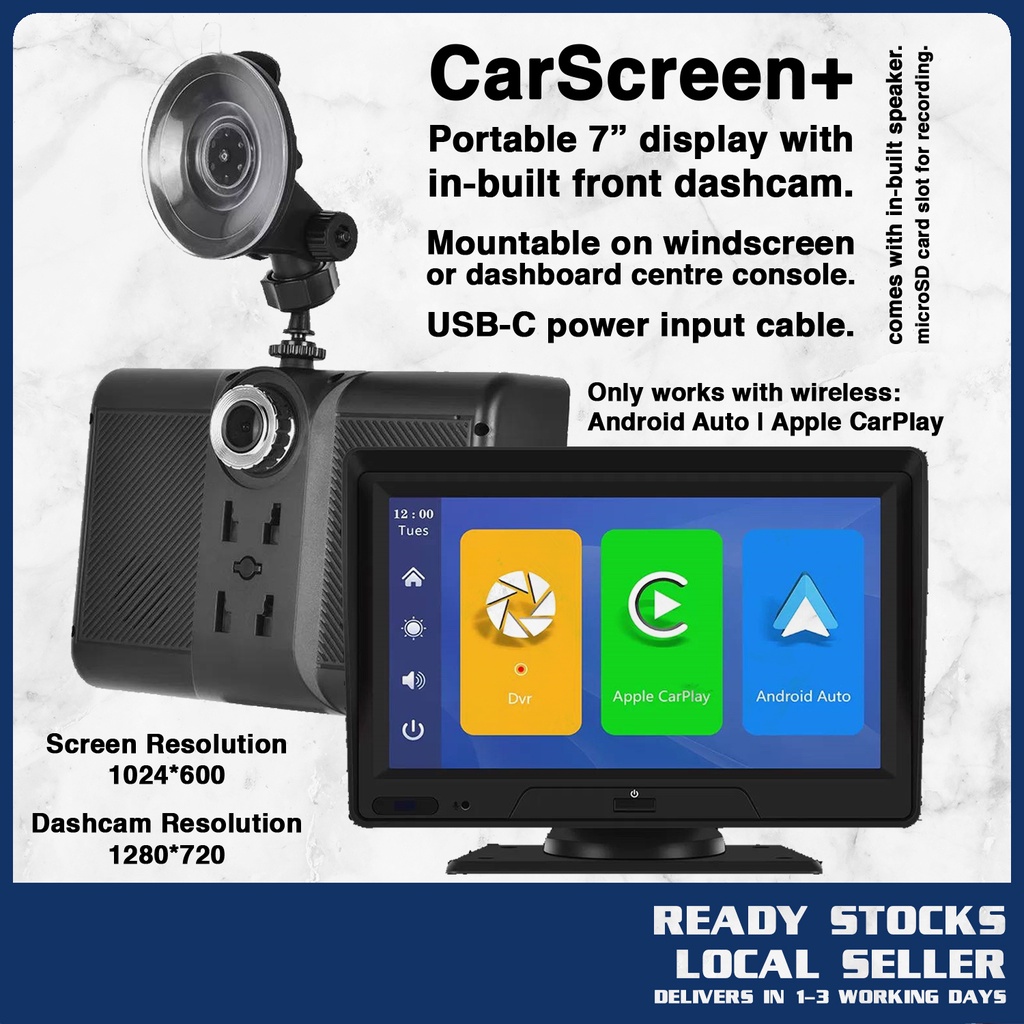 [SG] 2-in-1 CarScreen PLUS Portable 7 Inch HD Touchscreen Car Display ...