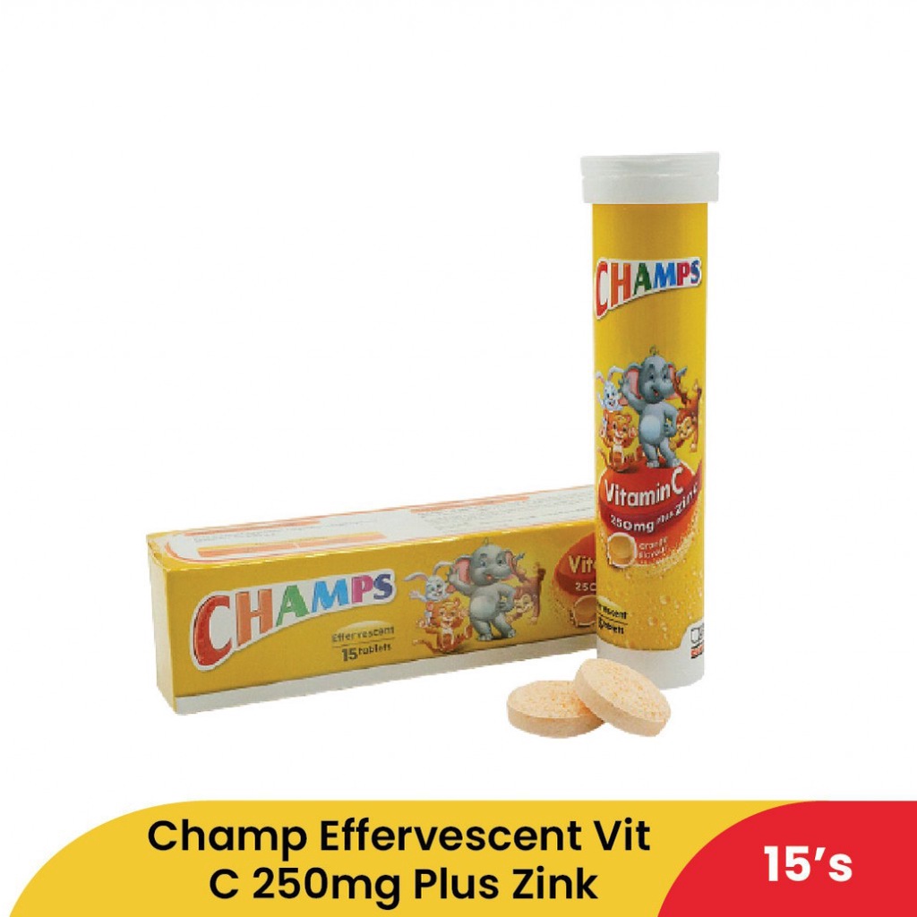 CHAMPS Vitamin C Plus Zinc Effervescent (250mg x 15's) | Shopee Singapore