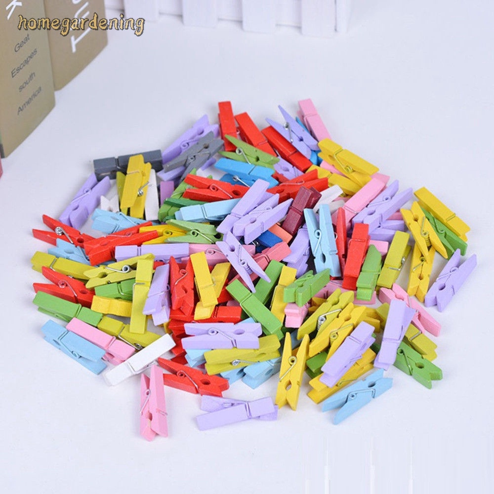 100Pcs Colorful Wooden Clips Natural Wood Clamp Picture Clips Mini ...