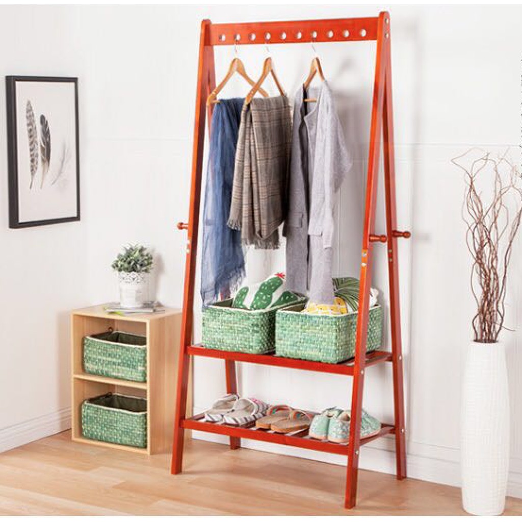 Wood Clothes Hanging Rack /Clothes Organiser /Rack Clothes Rack Set ...