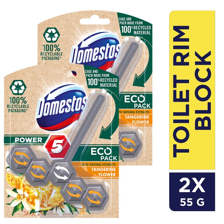Domestos Tangerine Flowers Rimblock Eco Pack Toilet Clean (2x55g ...