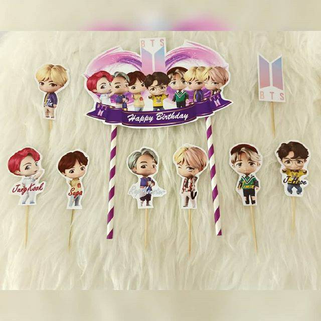 Cartoon BTS topper Birthday topper pudding topper tart topper birthday ...