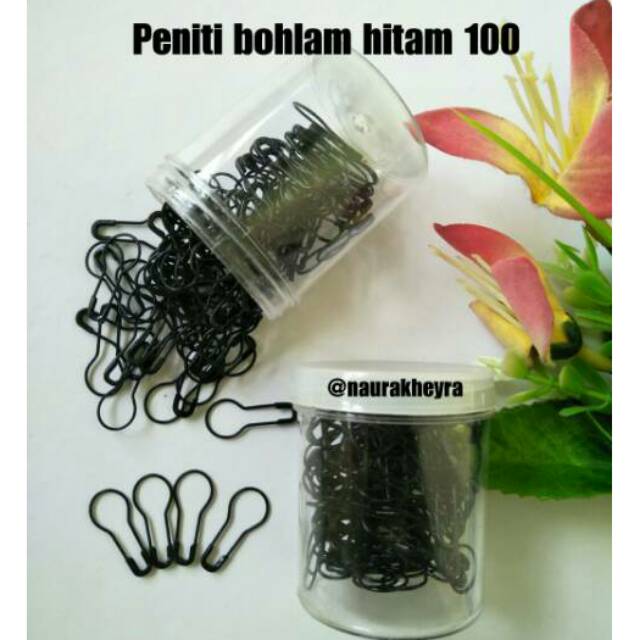 HITAM 100 pc black bulb pins / anti-snag safety pins / hijab safety ...