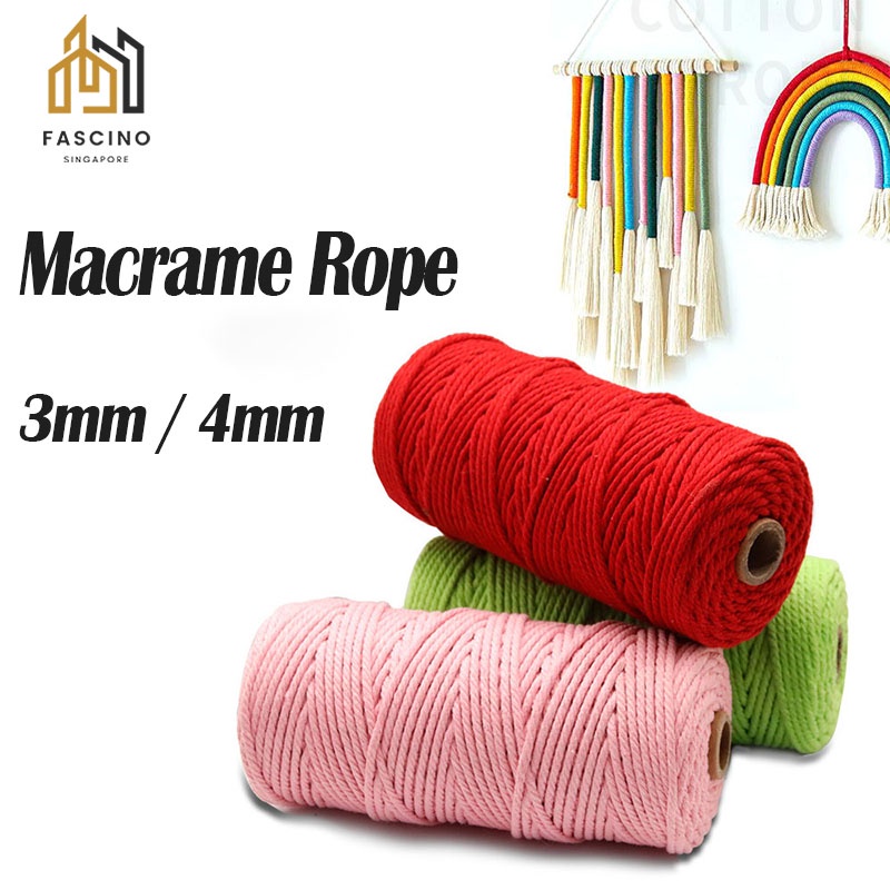【SG】100M Handmade Macrame Rope 3mm 4mm 100% Cotton Colorful Cord Rope ...