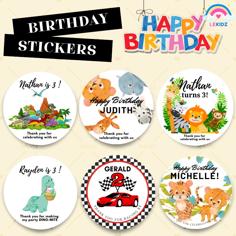 Personalised Birthday Sticker Labels Custom Party Favor Goodie Bag ...