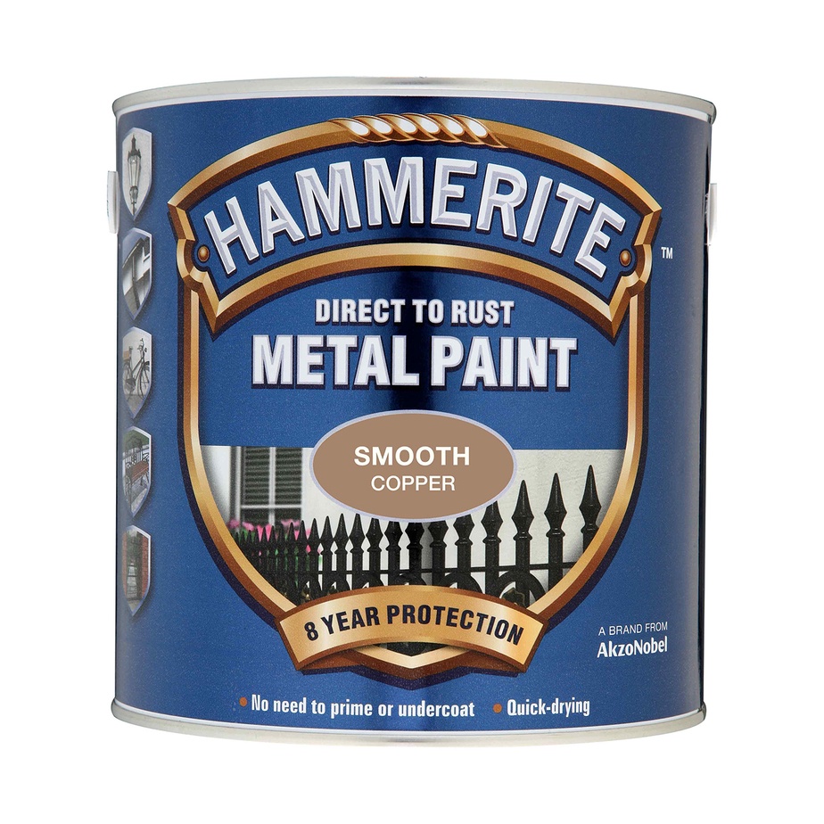 Hammerite Direct to Rust Metal Paint Smooth Copper Finish 250ML ...
