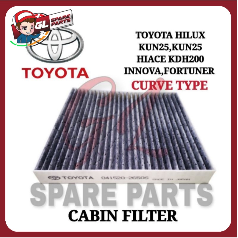 CABIN FILTER (CARBON)(CURVE) TOYOTA HILUX VIGO KUN25 KUN26 INNOVA HIACE ...