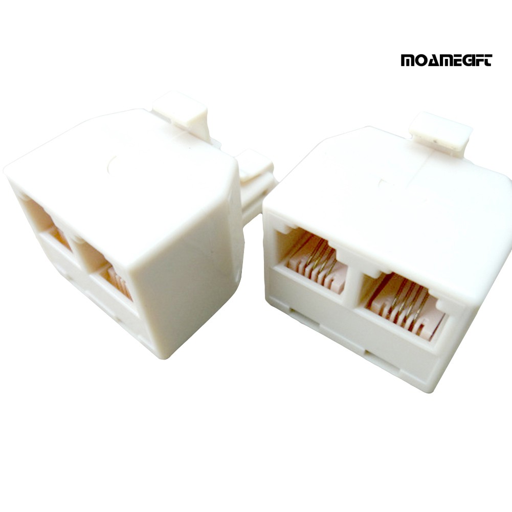 MOAME→2 Ways 6P4C Telephone Socket Jack Line Splitter Adapter Connector ...