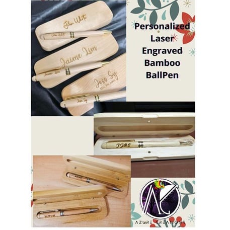 Personalize Premium Bamboo pen with Bamboo Case ( Laser Engraved ...