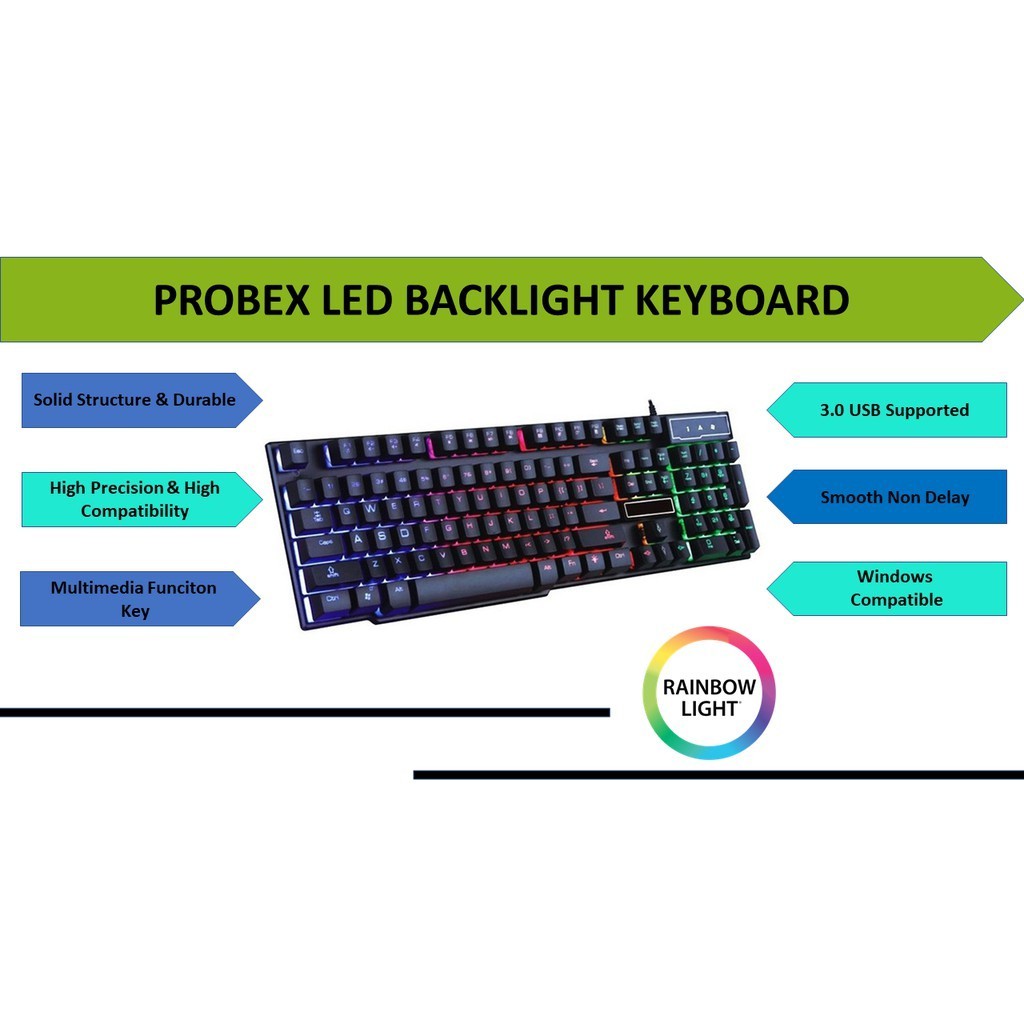 PROBEX LED Backlight Keyboard | Shopee Singapore