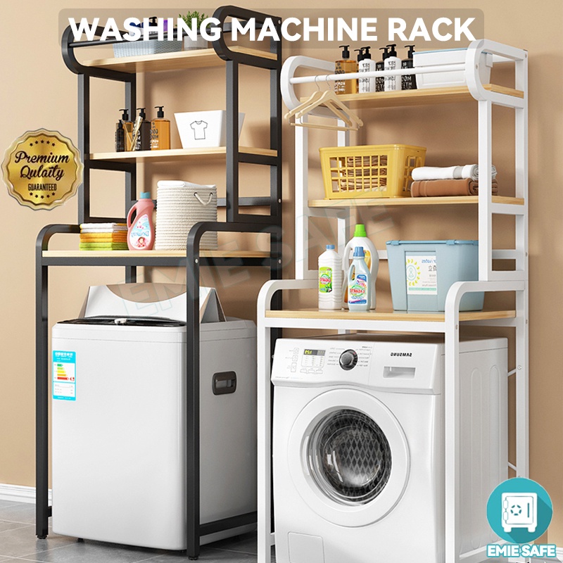 Washing Machine Rack With Towel Holder Metal Wood Toilet Rack Shelf ...