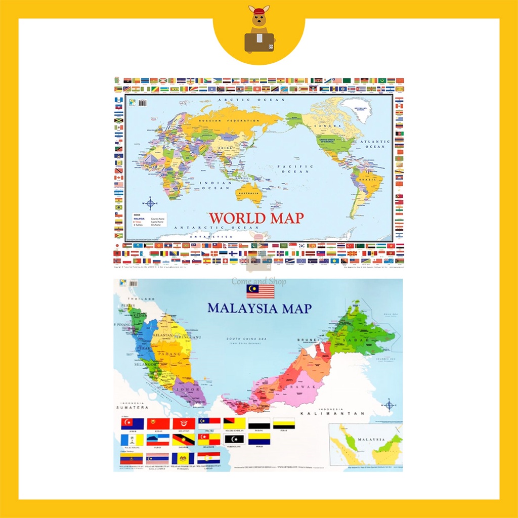 CAMPAP World Map Map Poster Wall Chart Educational Peta Dunia Peta ...