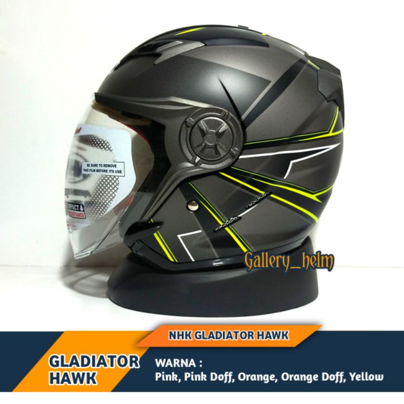 Nhk Gladiator Hawk Yellow Matte | Nhk Half Face HELMET | Shopee Singapore