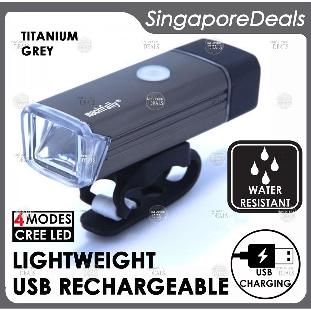 MACHFALLY BICYCLE WATERPROOF USB RECHARGEABLE LED FRONT LIGHT HEADLIGHT ...